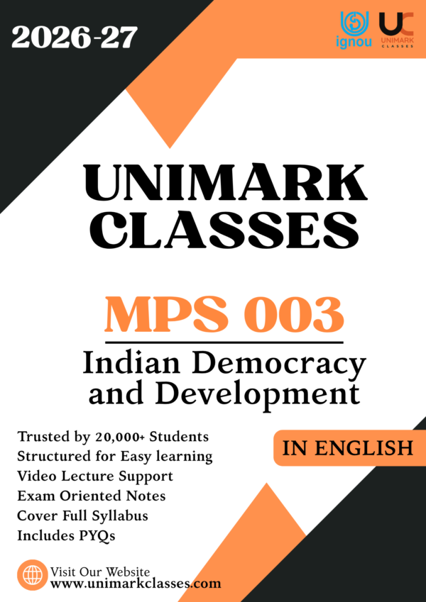 IGNOU MPS 003 Indian Democracy & Development Notes PDF June 2026 in ...
